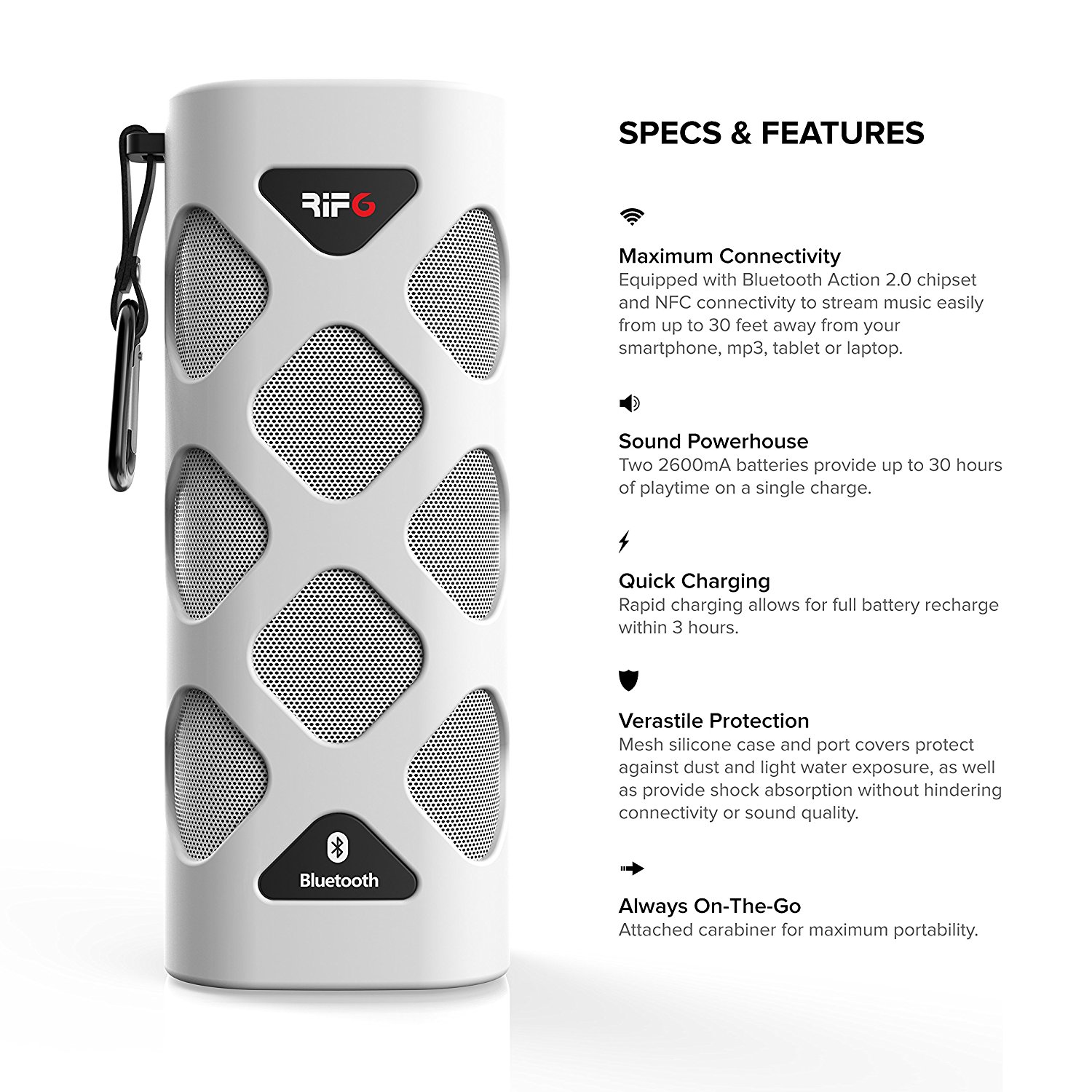 RIF6 Bluetooth CSR 4.0 Speaker, Portable, Wireless, Rechargeable with ...