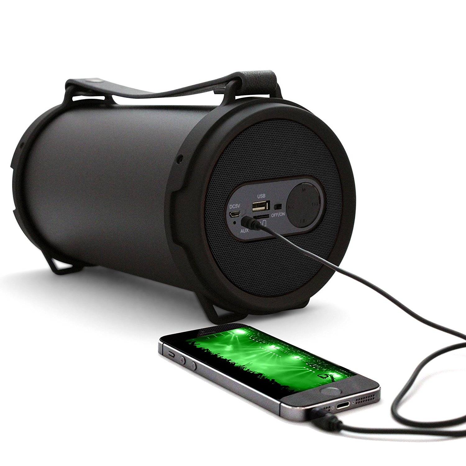 Tyler Portable Wireless Bluetooth Speaker TWS403-BK, Indoor/Outdoor 2.1 Hi-Fi Stereo Cylinder ...