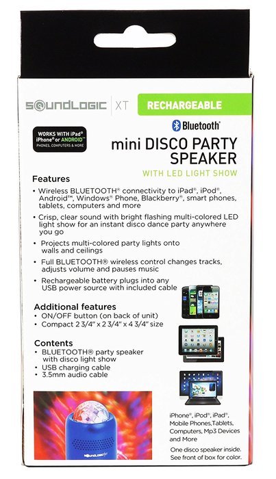 SoundLogic XT Mini Bluetooth Dance Party Speaker with Disco Lights ...