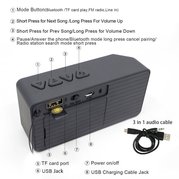 JS-BASE Ultra-Portable Wireless Bluetooth Speaker,Built in Mic for ...