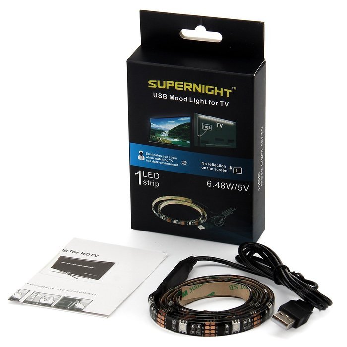 SUPERNIGHT USB RGB LED Light Strip 5050 Flexible Adhesive Tape Multi-color Changing Lighting Kit ...