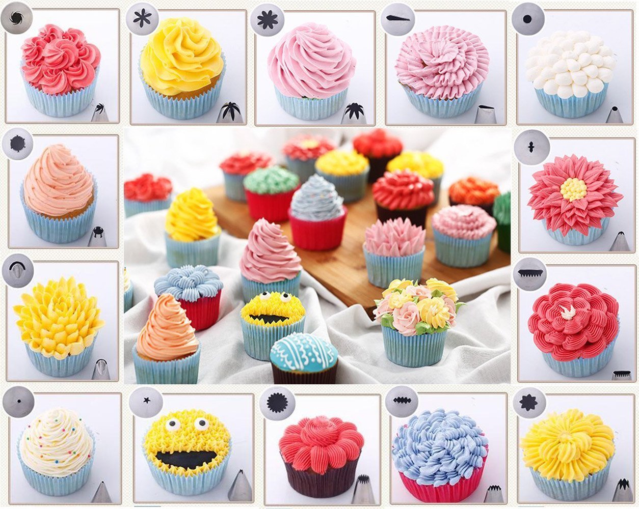 Acekit 26 Pack of Icing Piping Nozzles Cake Decoration Tips Set Home ...