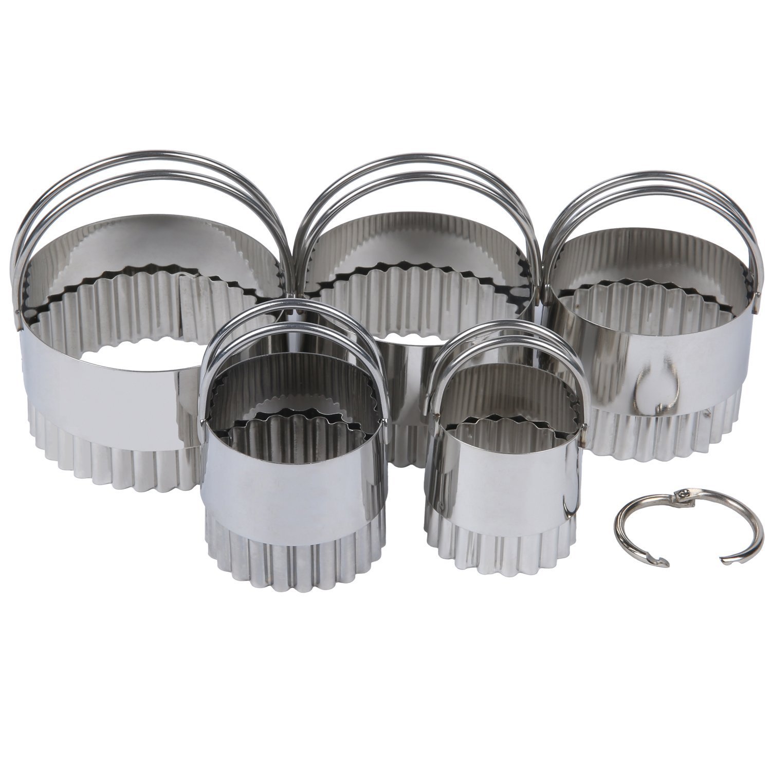 Ebake 5 Pieces Reusable Stainless Steel Biscuit Cutter Set (Round) N3 ...