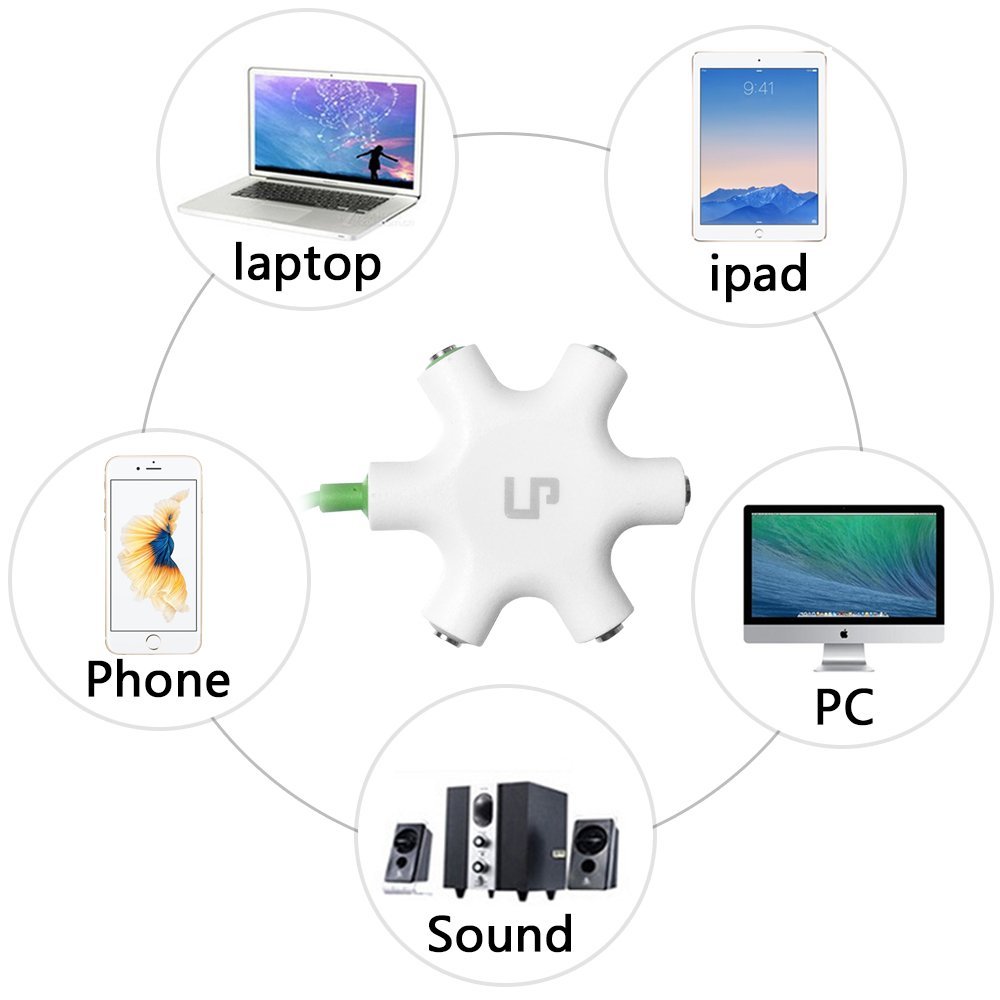 LP Headphone Splitter,3.5mm Headphone Earphone Audio Splitter 1 Male to ...