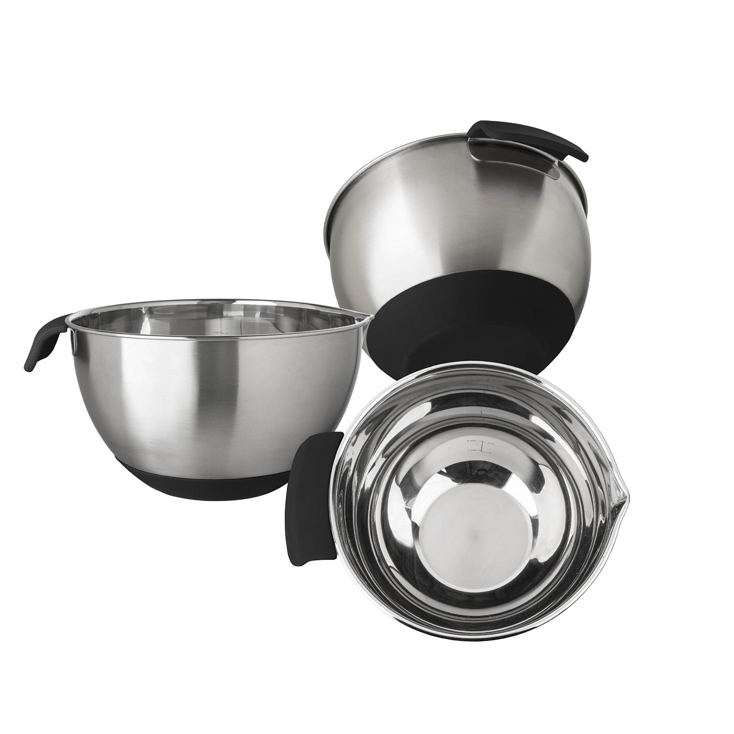 Chef Essential Stainless Steel Non-Slip Mixing Bowls Set with Handles ...