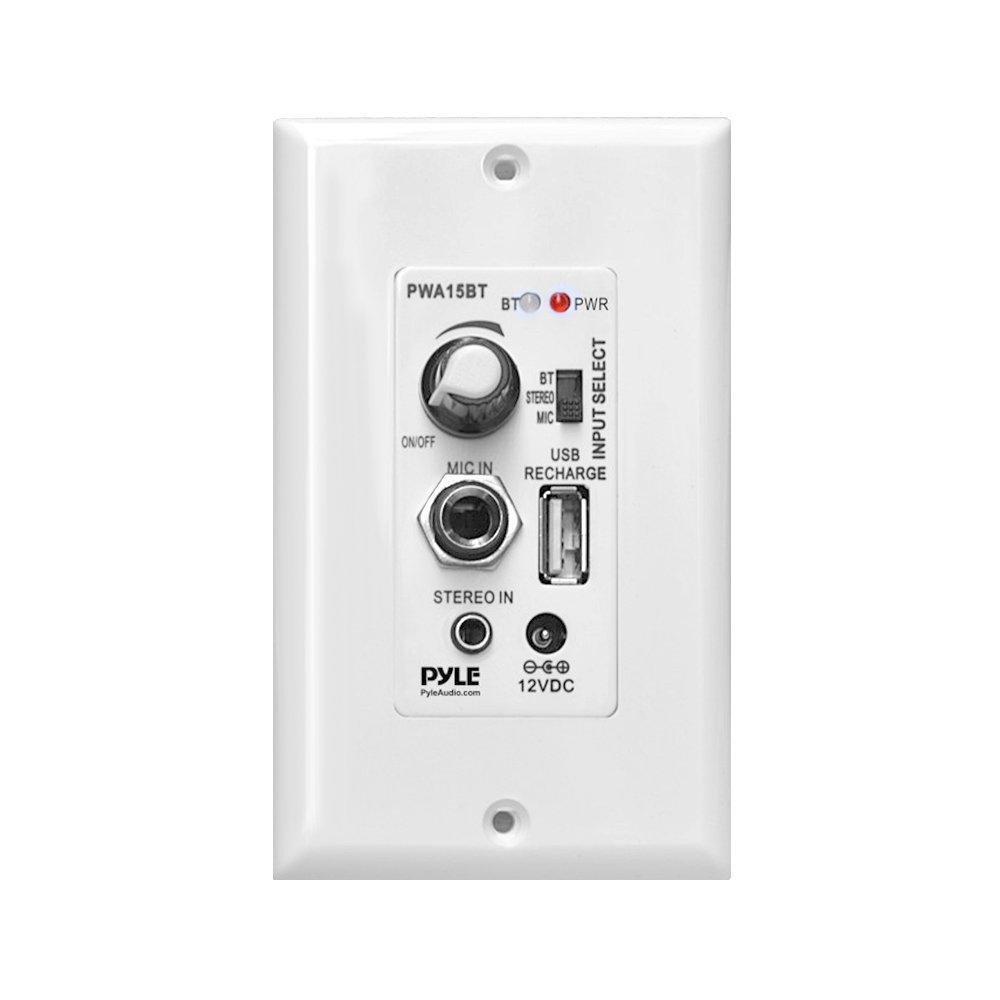 Pyle Bluetooth In-Wall Receiver, Wall Plate Audio Control Amplifier ...