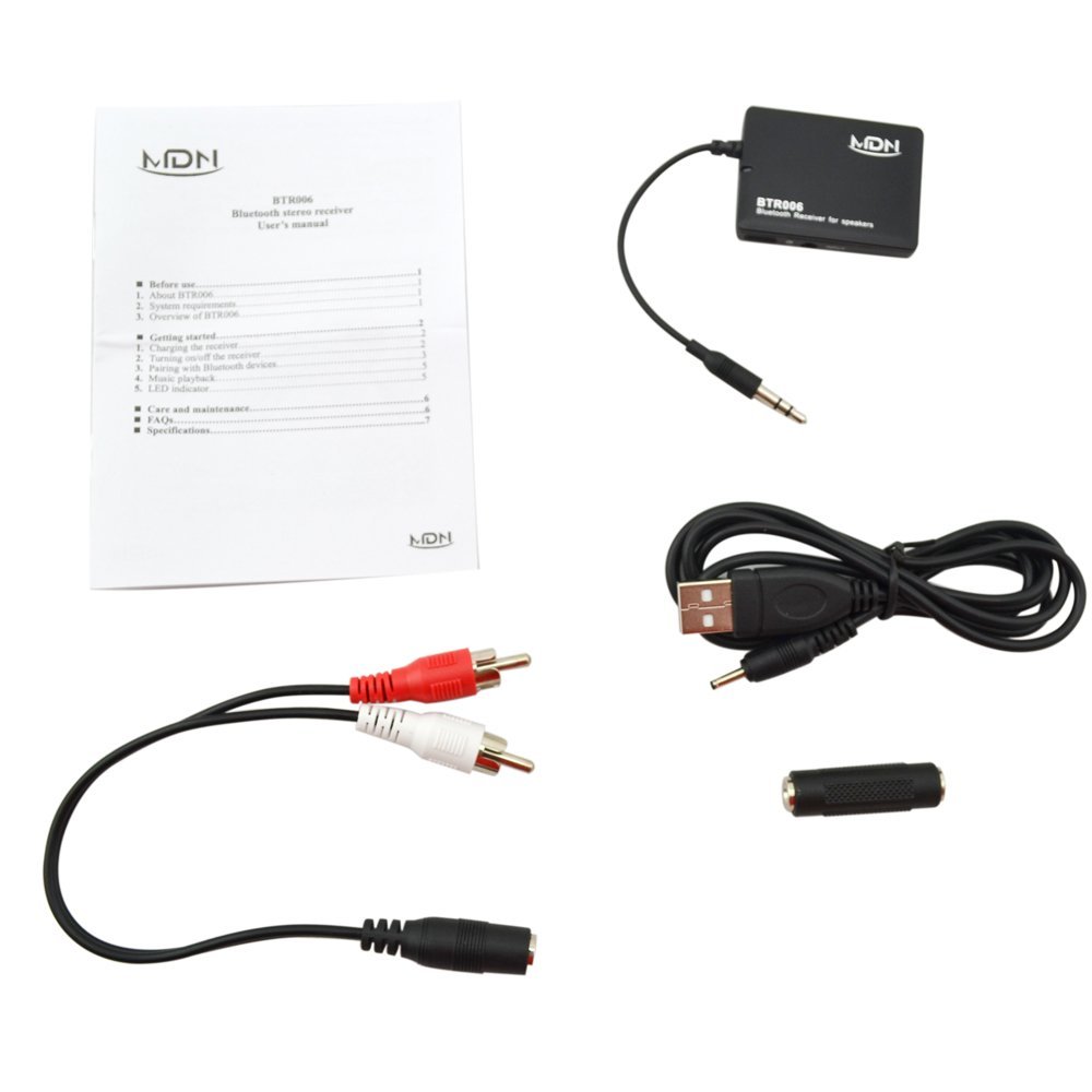 MDN BTR006 Bluetooth Adapter Wireless Receiver with A2DP Technology for Home Stereo , Portable ...