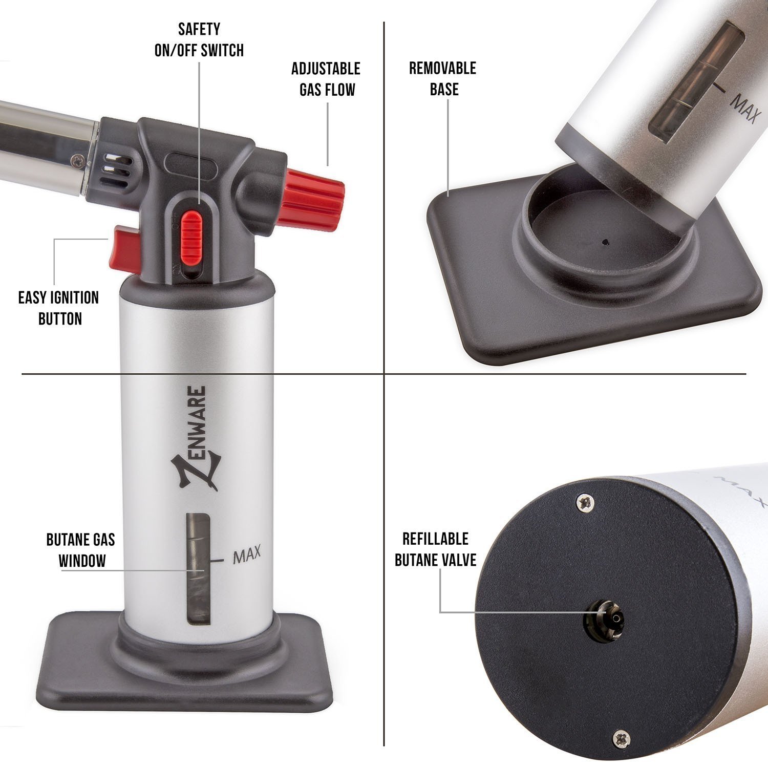 Zenware Refillable Butane Professional Culinary Torch Lighter for ...