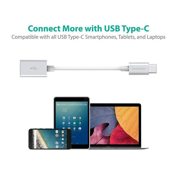 RAVPower Type C Adapter USB C To A Female OTG Cable, USB-C On The Go ...
