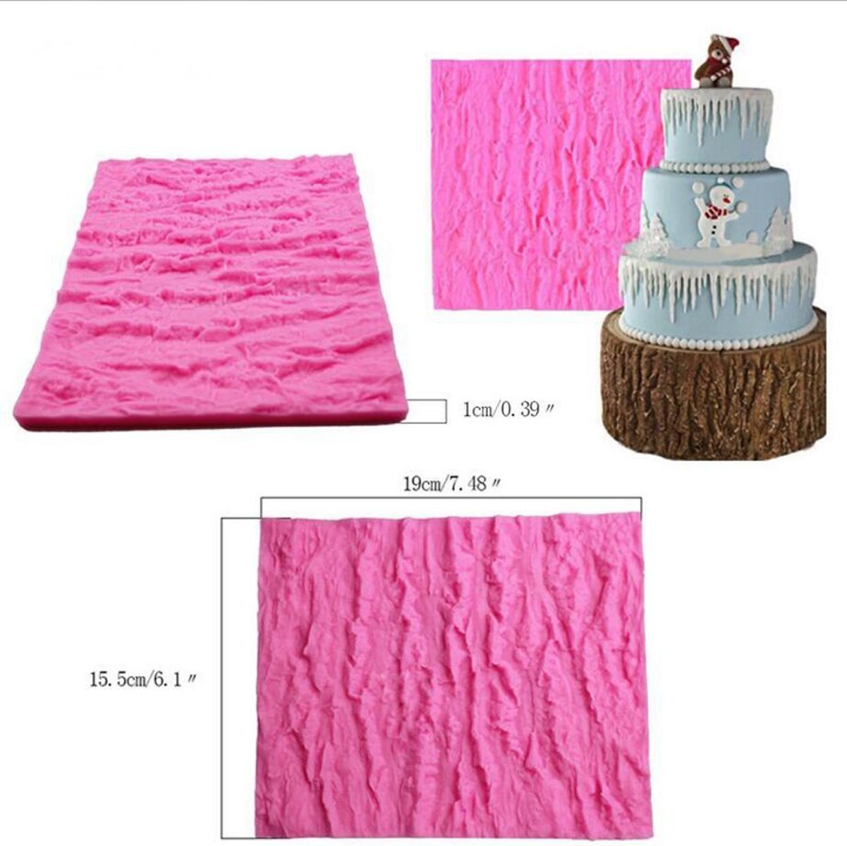 Fondant Impression Mat, Ylife Tree Bark texture Design Silicone Cake ...