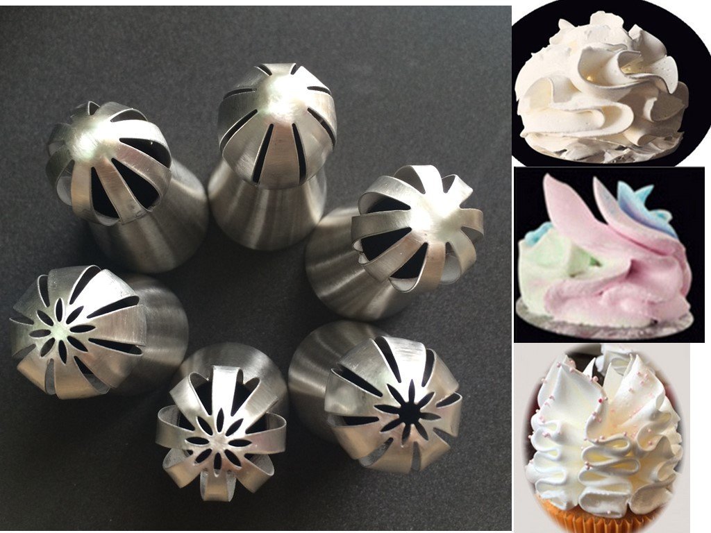 NEW Version 6pcs/set Sphere Ball Tips Russian Icing Piping Nozzles Tips ...