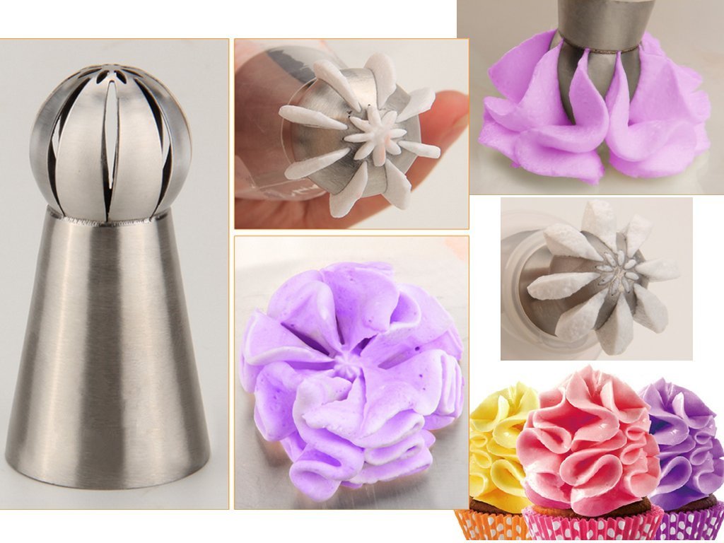 NEW Version 6pcs/set Sphere Ball Tips Russian Icing Piping Nozzles Tips ...