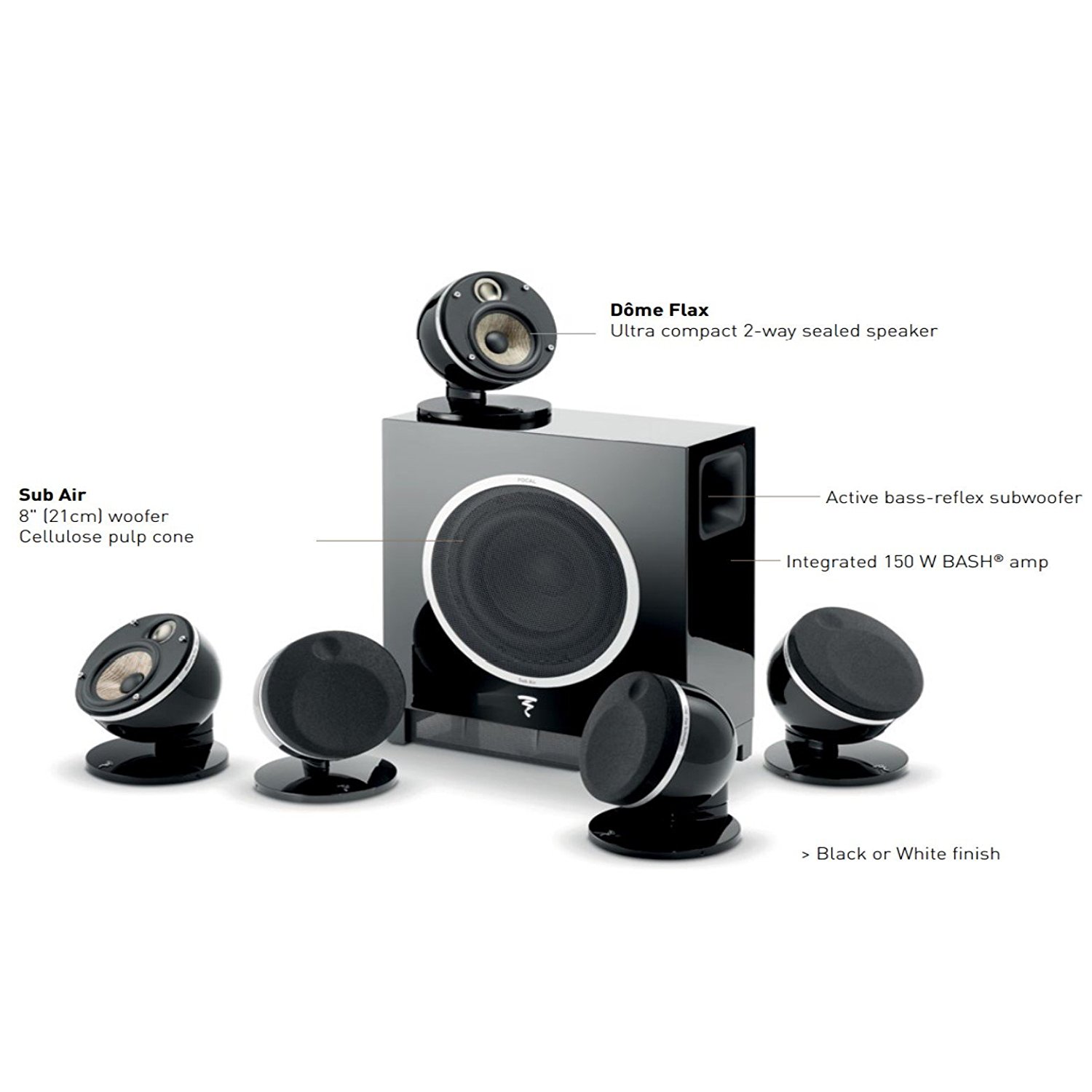 Focal Dome 5.1-Channel Speaker System With Sub Air (Black) N6 free ...