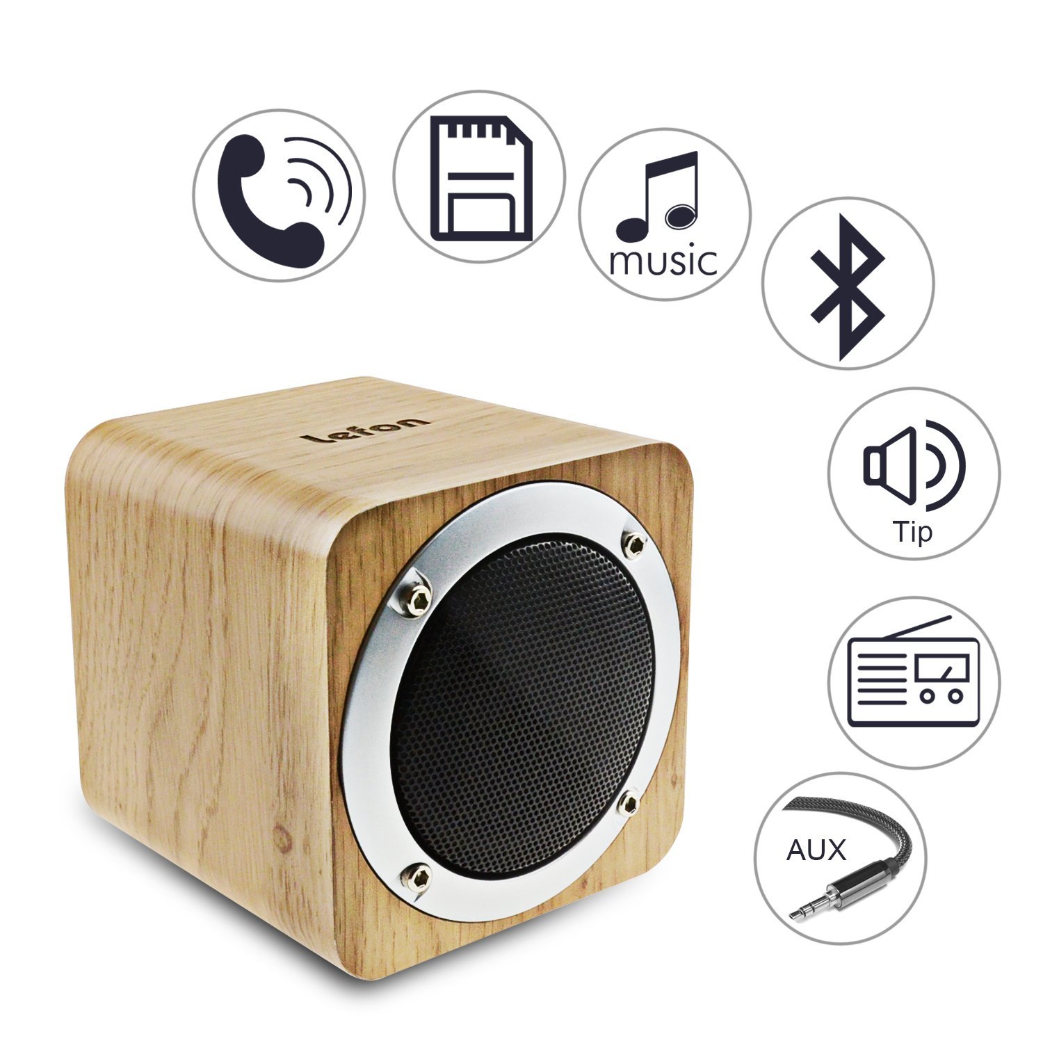 LEFON Wood Bluetooth 4.0 Wireless Speaker with FM Radio 1800mAh ...