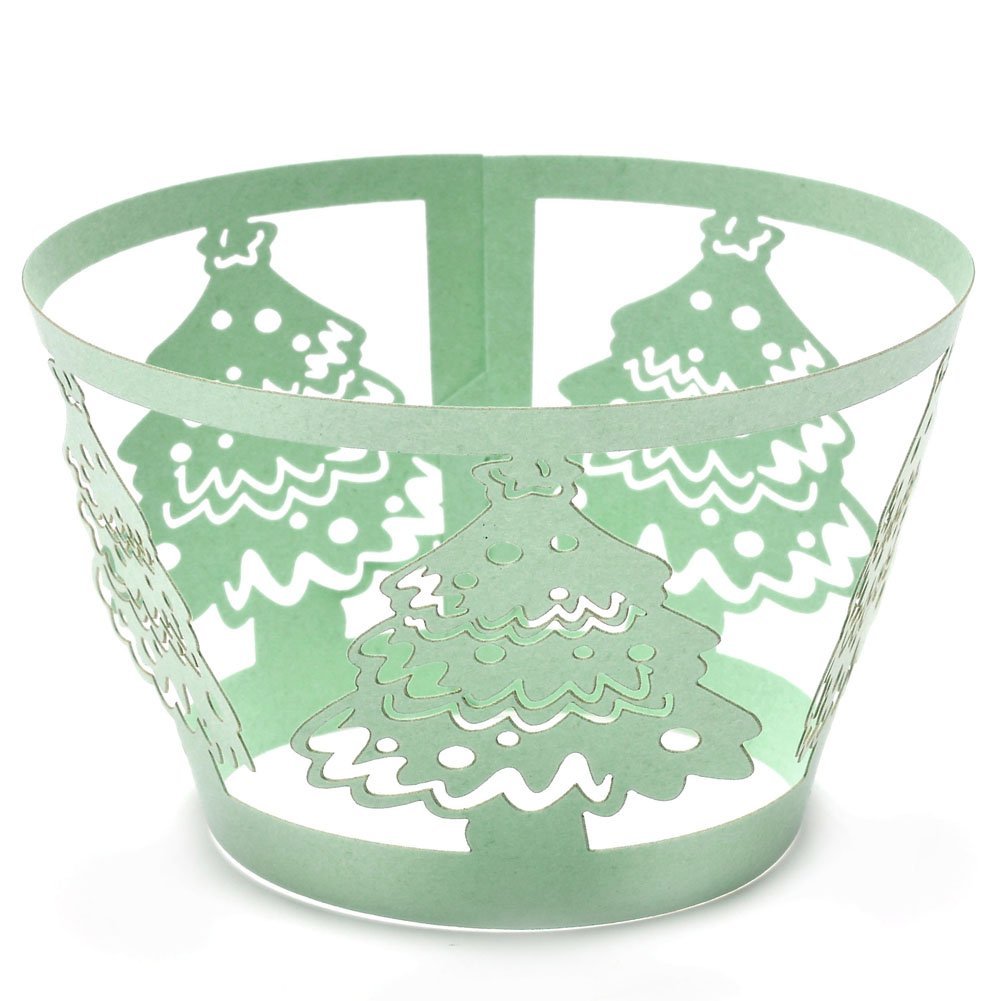 Yoption Christmas Tree Cupcake Wrapper Liner Baking Cup Muffin Case ...