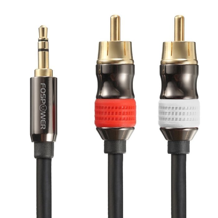 FosPower [10ft] 3.5mm Male to 2-Male RCA [Left / Right] Stereo Audio ...