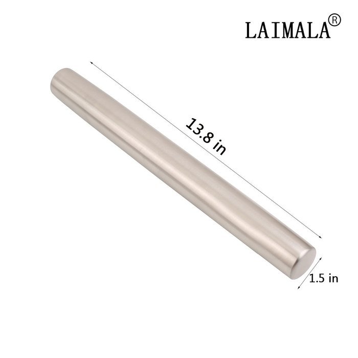 LAIMALA Stainless Steel Rolling Pin Baker Metal Rolling Pin with 13.5 ...