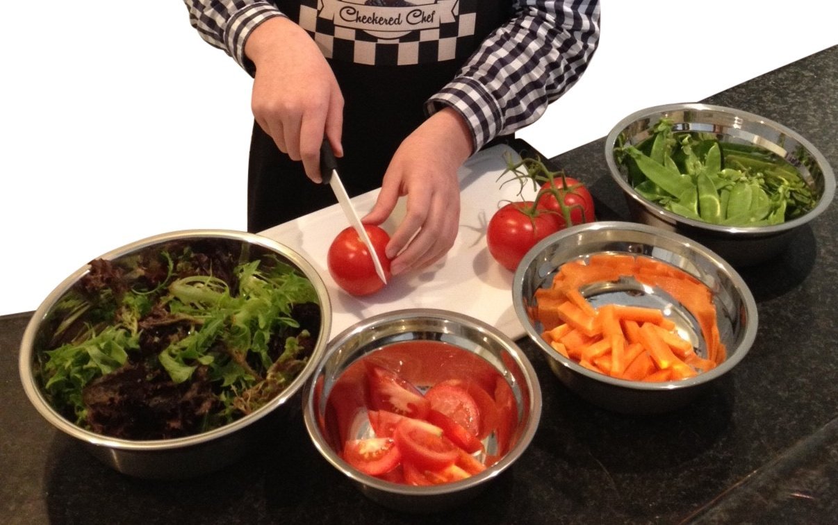 Checkered Chef Stainless Steel Mixing Bowl Set, 4 Metal Prep Bowls ...