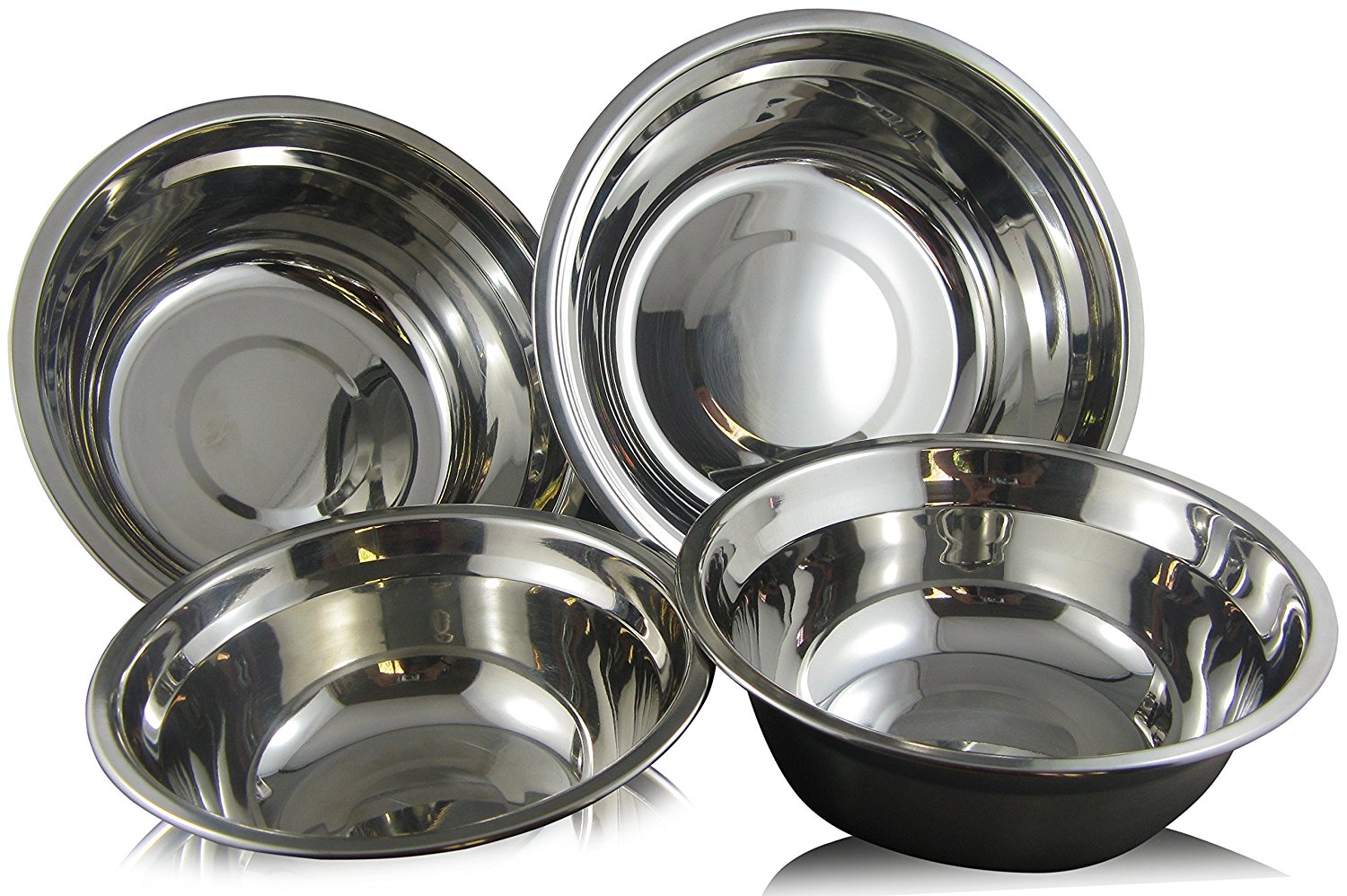 Checkered Chef Stainless Steel Mixing Bowl Set, 4 Metal Prep Bowls ...