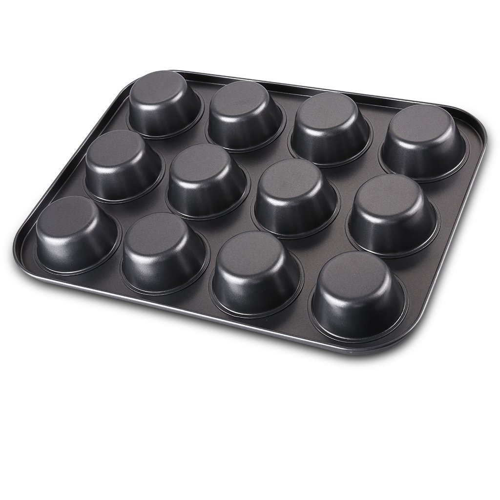 Finether 12 Cup Nonstick Muffin and Cupcake Mold Pan Tart Quiche Pan ...