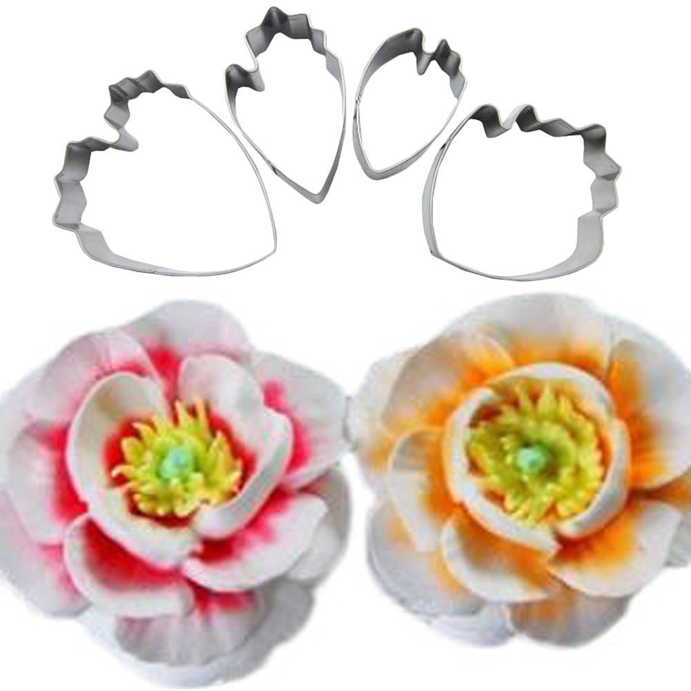 SOOKOO Set of 4 Stainless Steel Peony Flower Cutter Decor Fondant ...
