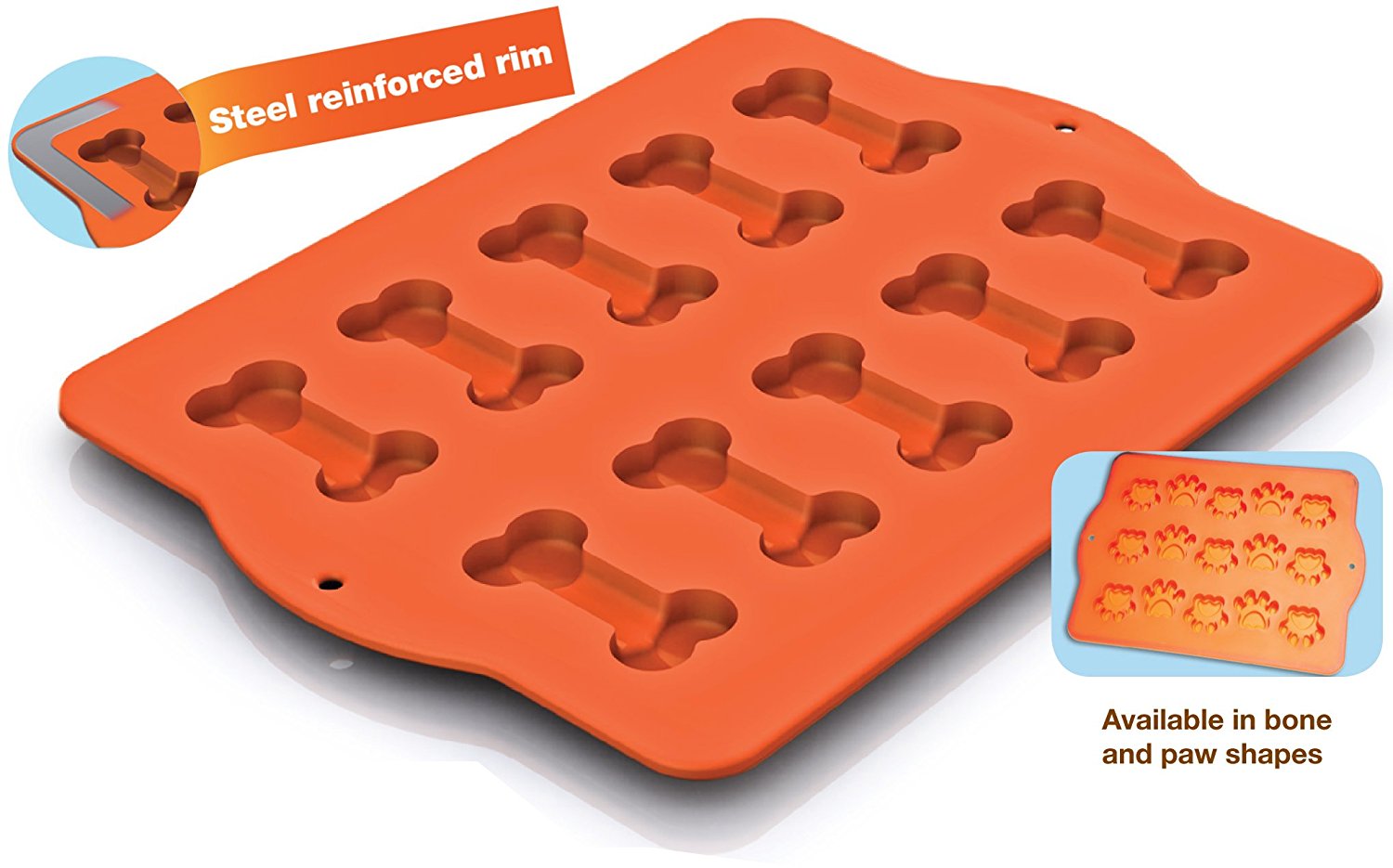 Hugs Pet Products Silicone Bake or Freeze Dog Treat Pan, Dog Bone ...