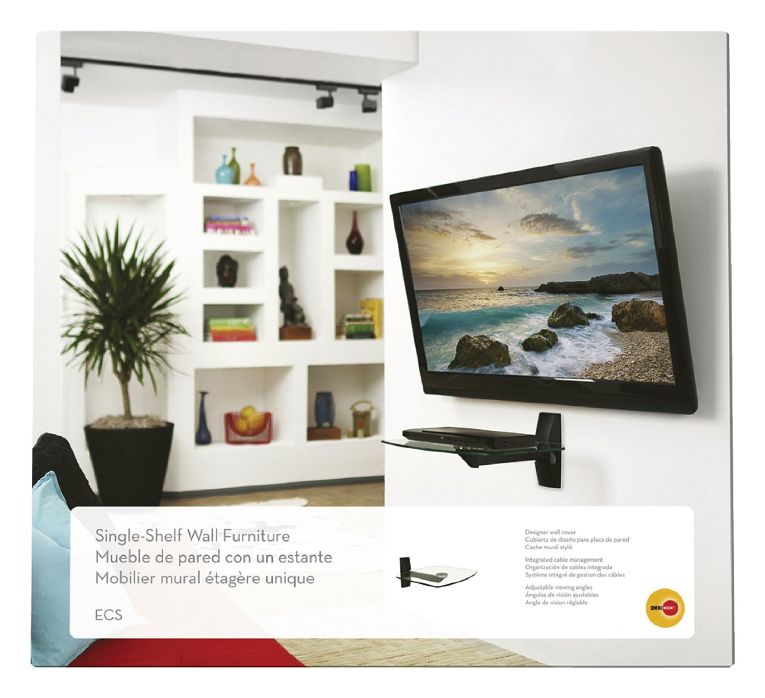 OmniMount ECSB Component Shelf Wall Shelf for TVs and Video Accessories ...