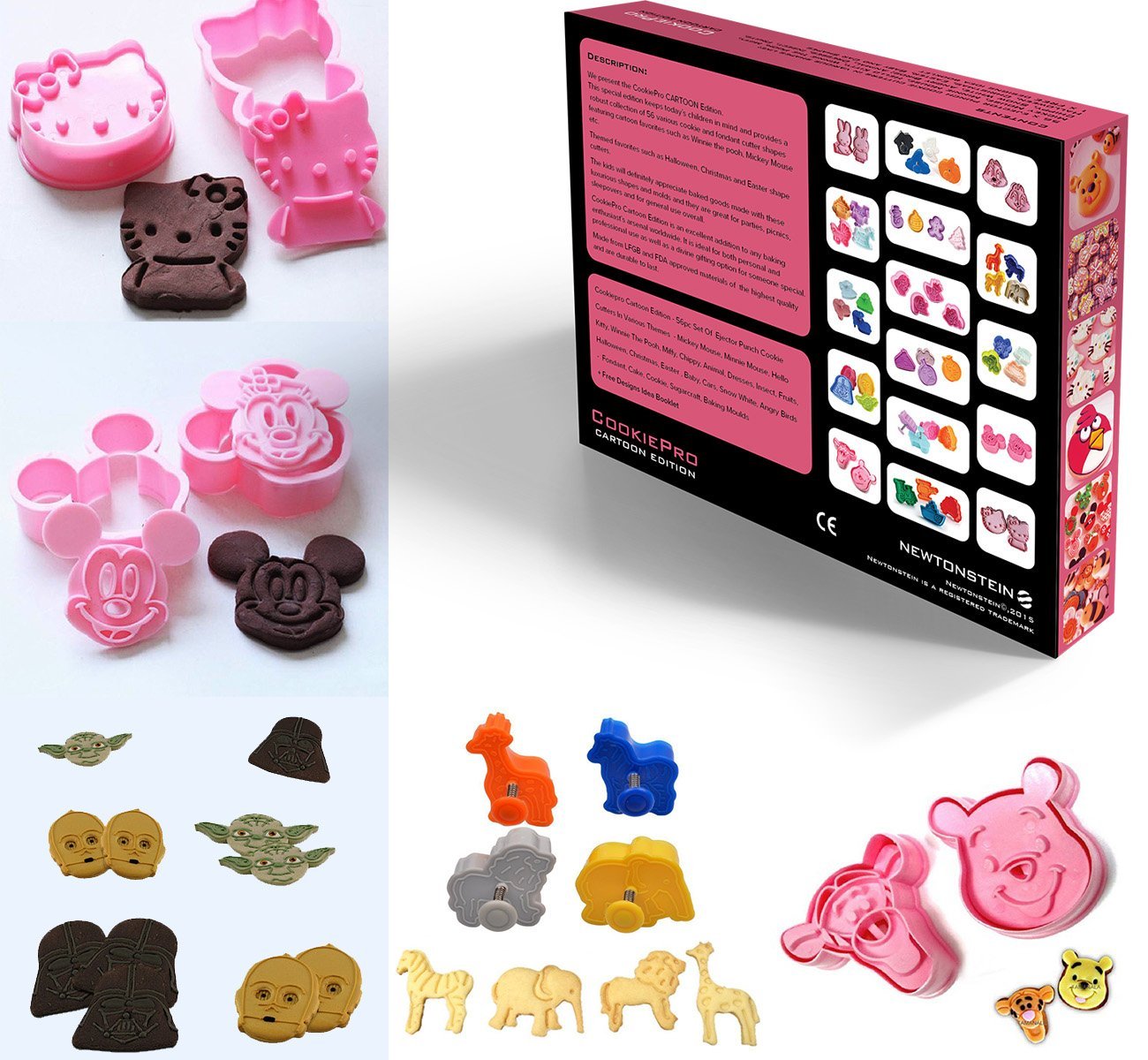 Cookiepro Cartoon Edition - 50pc Set Of Ejector Punch Cookie Cutters In ...