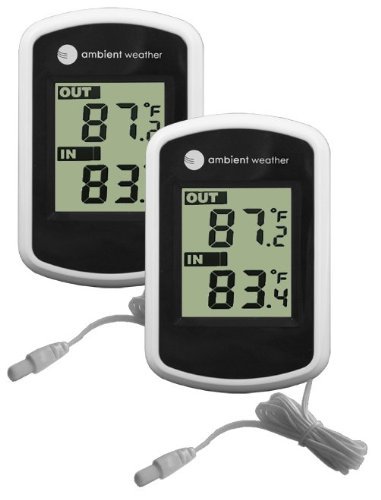 Ambient Weather Compact WS-02 Indoor/Outdoor Thermometer with Probe, 1 ...