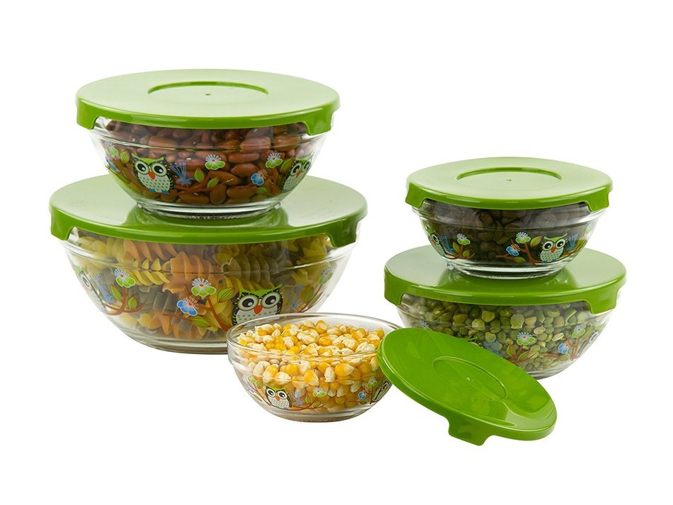 5 Pc Nesting Glass Bowls - Multi Purpose Travel Food Containers - Lunch ...