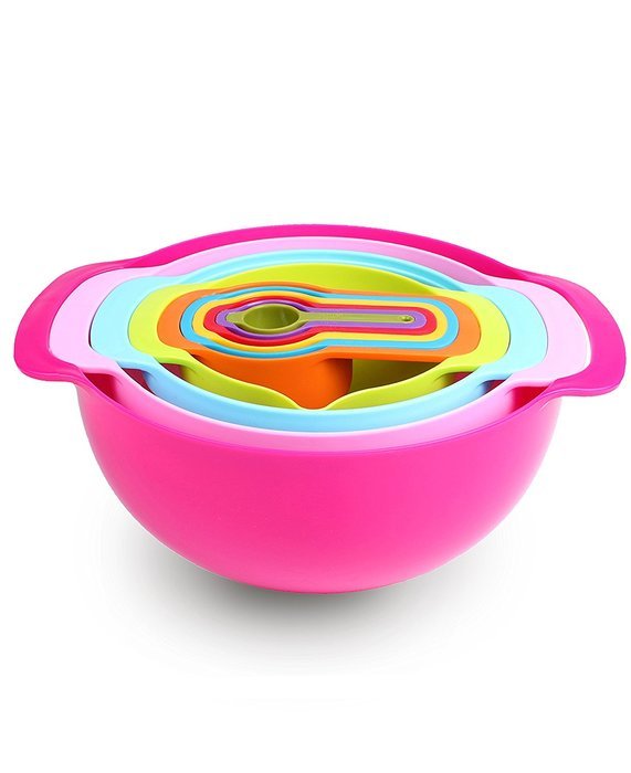 LeNest 10 Piece Compact Mixing Bowls, Multi-Color Food Preparation Set ...