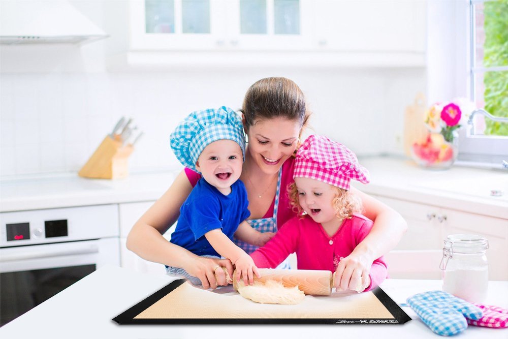 Love-KANKEI Food-Grade Non-Stick Silicone Baking Mat Set (2), Half ...