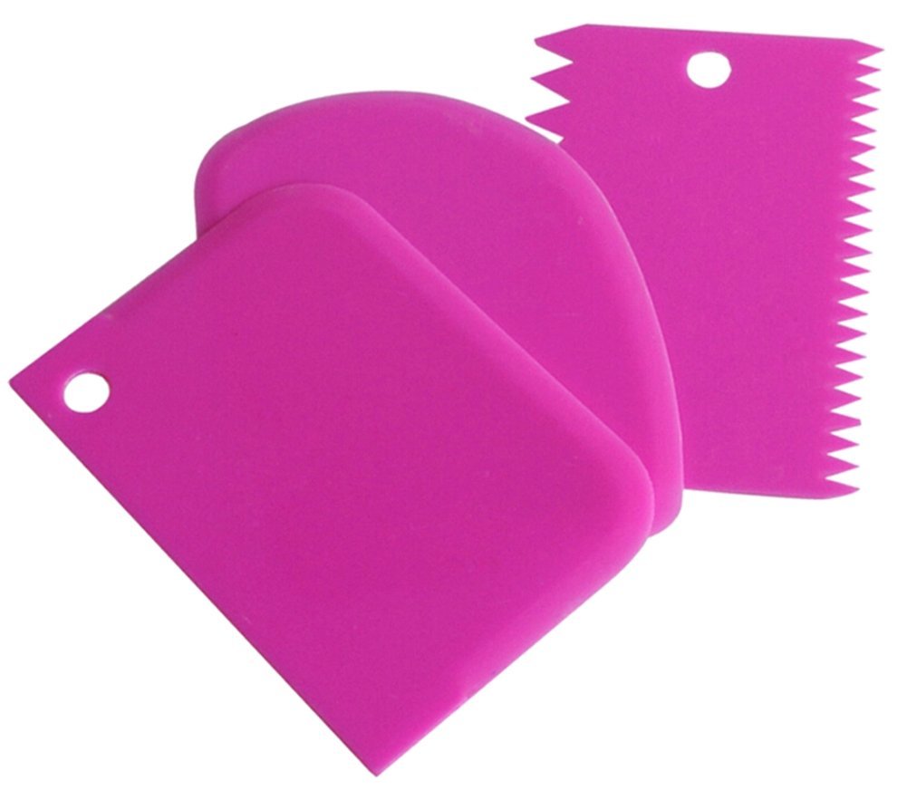 BleuMoo 3Pcs Pastry Butter Dough Cake Cookie Scraper Decorating Cutter ...