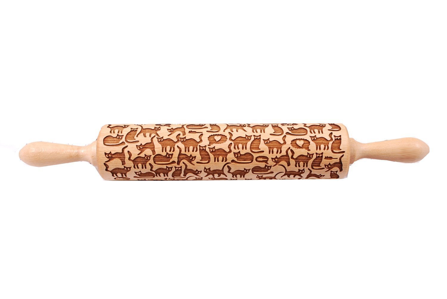 Cats Pattern Embossing Rolling Pin,Wooden Laser Engraved Rolling Pin ...