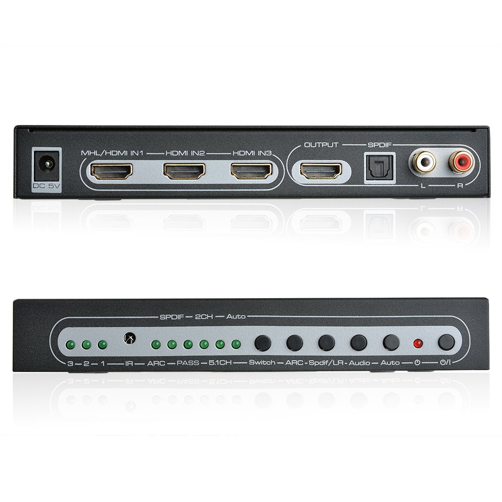 AGPtek® HDMI to HDMI + SPDIF + RCA L / R Audio Extractor Converter ...