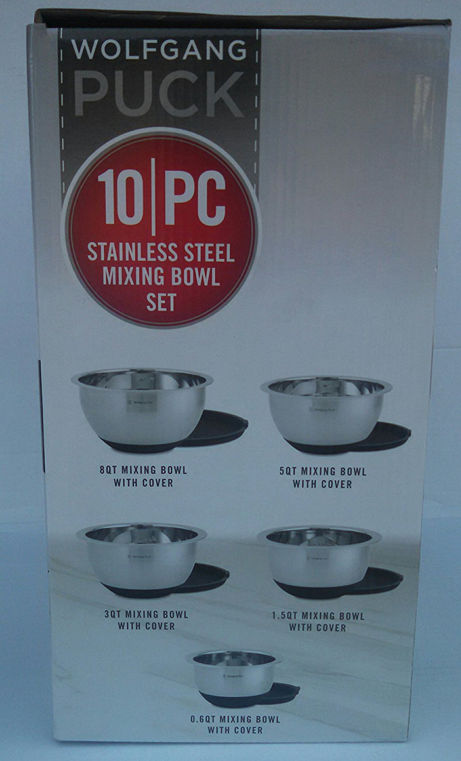 Wolfgang Puck 10 PC Stainless Steel Mixing Bowl Set (Black) N3 free ...