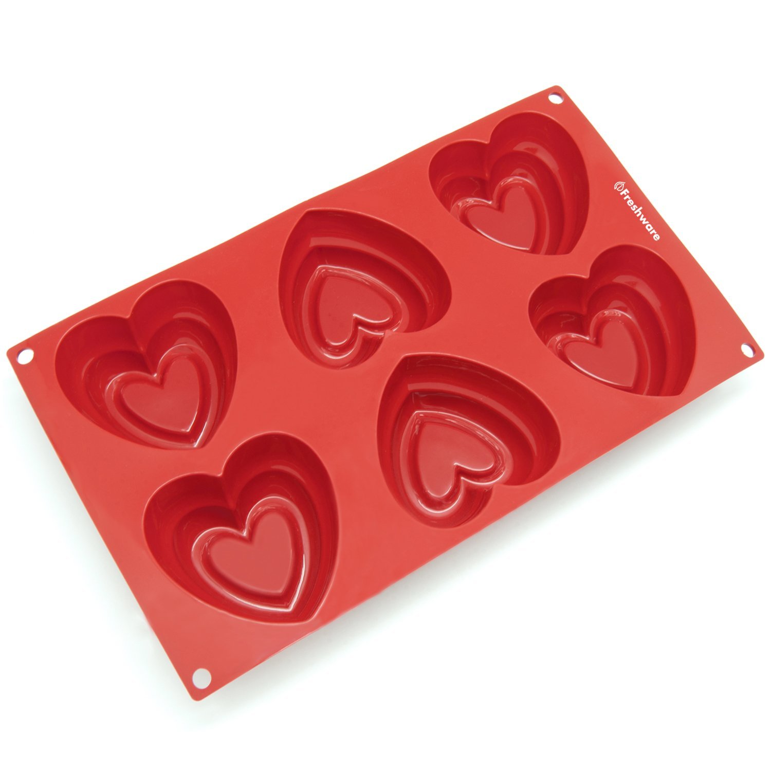 Freshware SM-110RD 12-Cavity Silicone Mini Valentine Heart Muffin ...