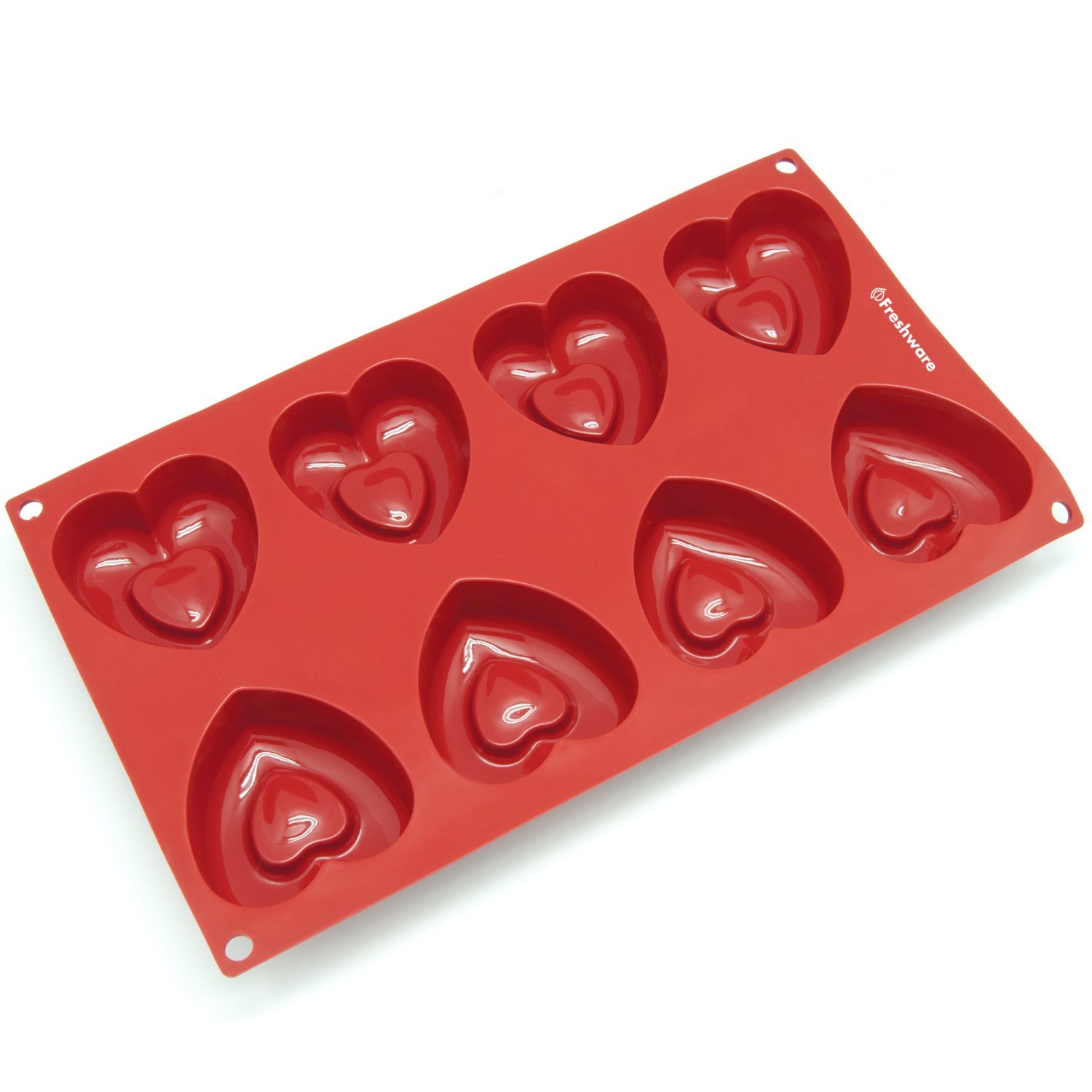 Freshware SM-110RD 12-Cavity Silicone Mini Valentine Heart Muffin ...