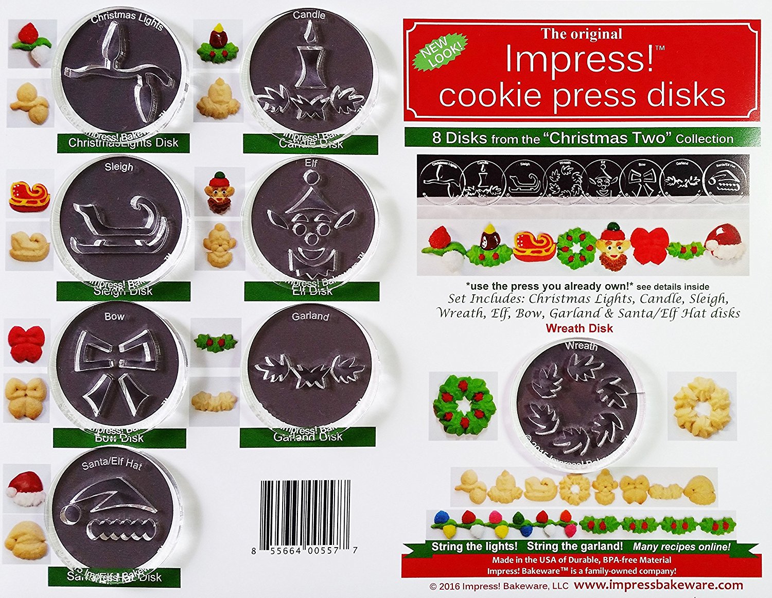 Christmas Two 8 Disk Set for Cookie Presses (SIZE M disks for presses ...