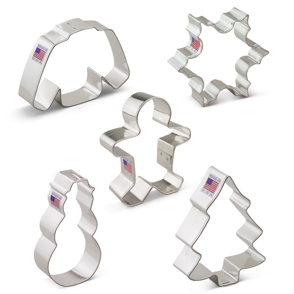 Winter Christmas Cookie Cutter Set - 5 Piece - Snowflake, Wool Sweater ...