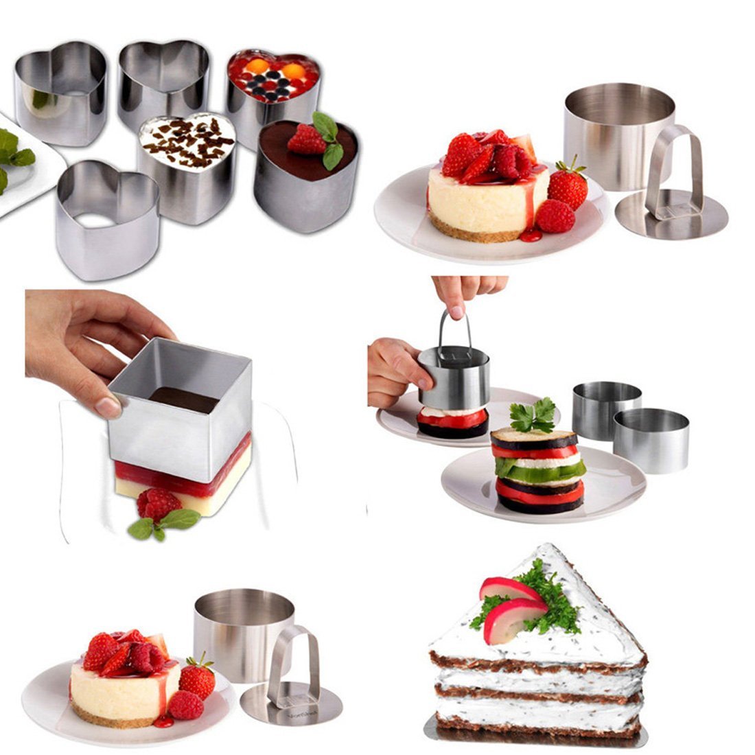 Uxcell Stainless Steel DIY Small Mousse Ring Lamy Cheese Cake Mold Food ...