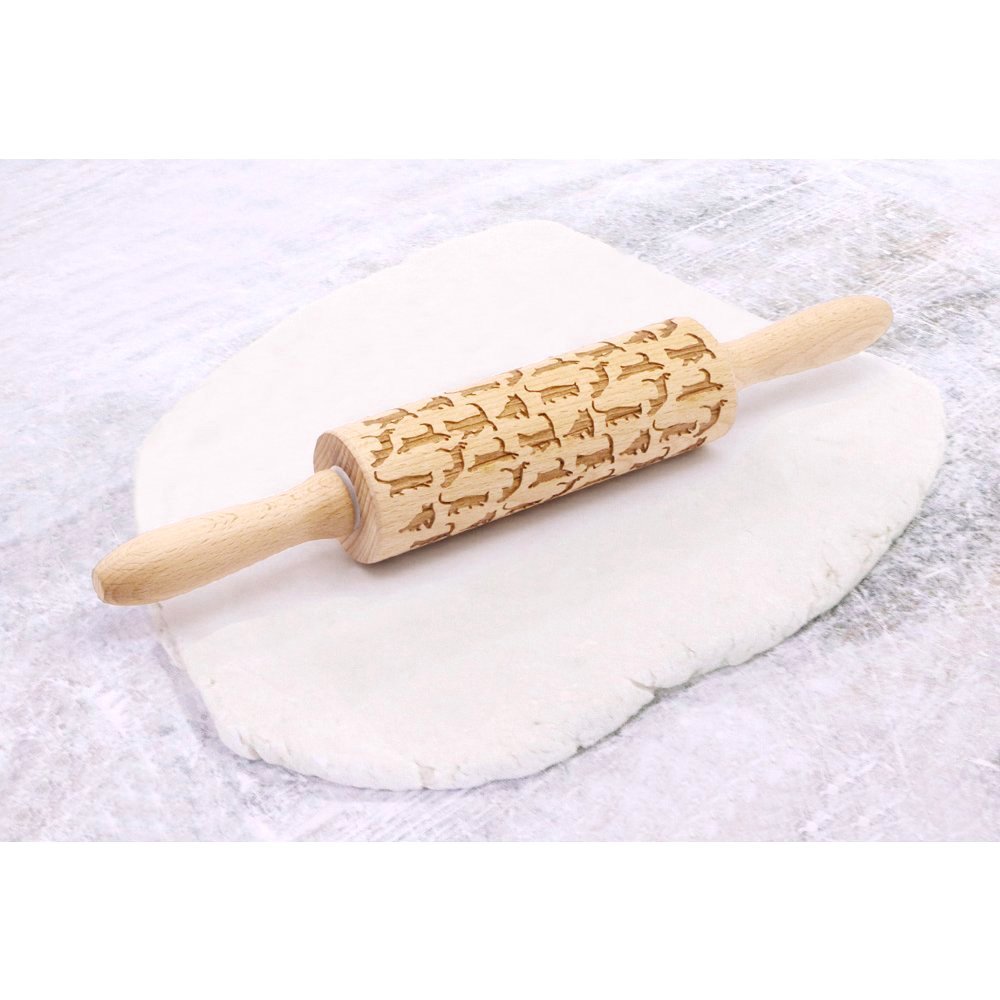 Cat Rolling Pin Yummy Sam Baking Pin Rod Laser Engraved Wood with Cat ...