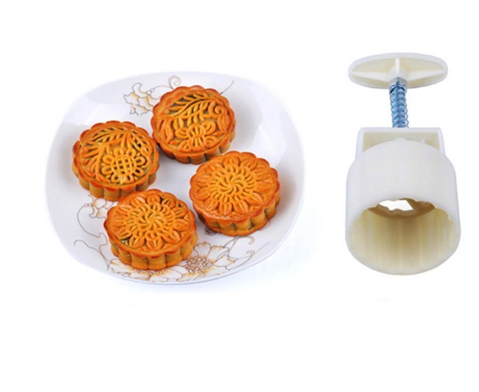 Flee MoonCake Mold Mould 50g Flowers Hand-pressure Cake moulds with 6 ...