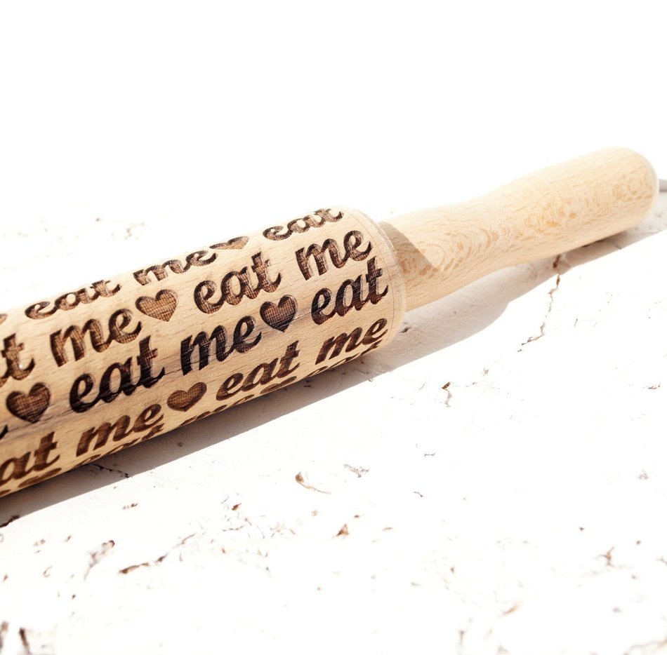 Eat Me embossing rolling pin, wooden rolling pin, Cookies decorating ...