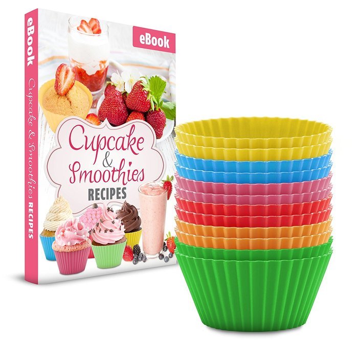 SafeGadgets Silicone Cupcake Liners. Pack of 12 Non–Stick Muffin Baking ...