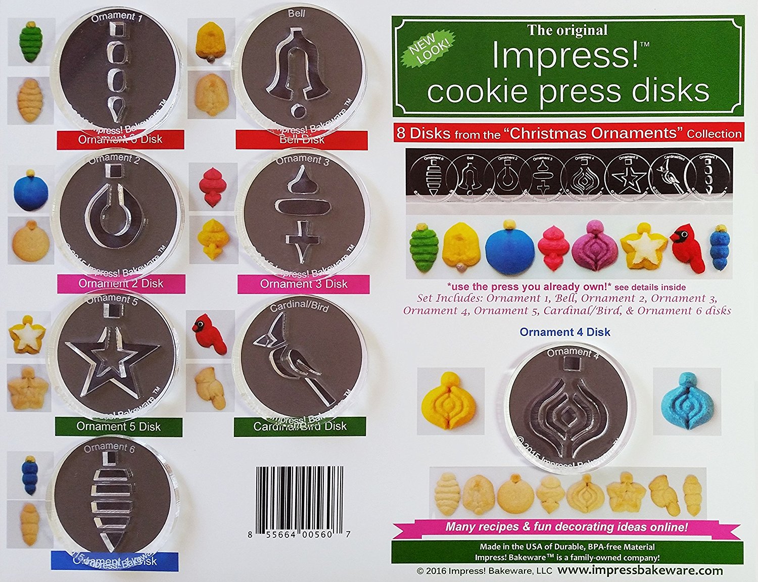 Ornaments 8 Disk Set for Cookie Presses (SIZE P disks for presses that ...