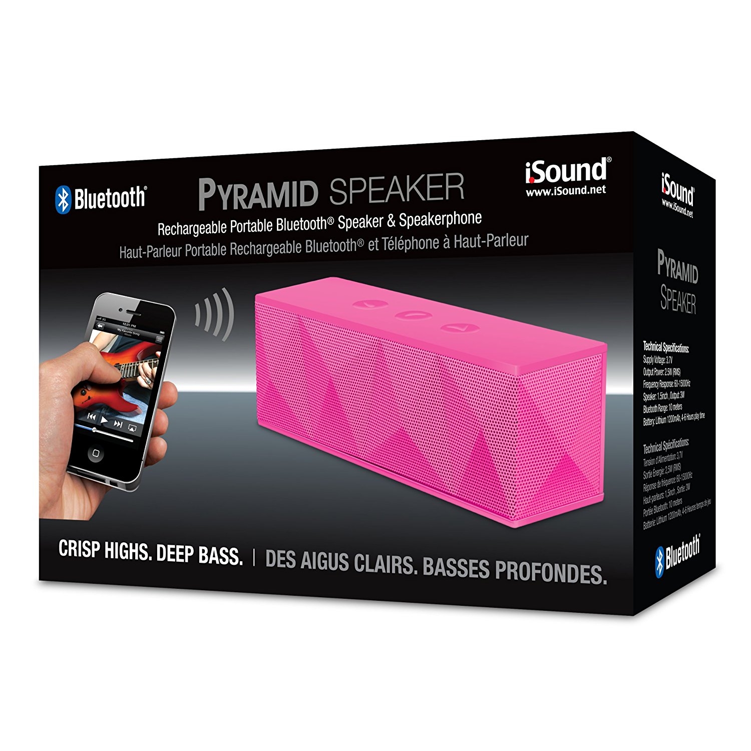 ISound Pyramid Bluetooth Speaker with Microphone (pink) N2 free image ...