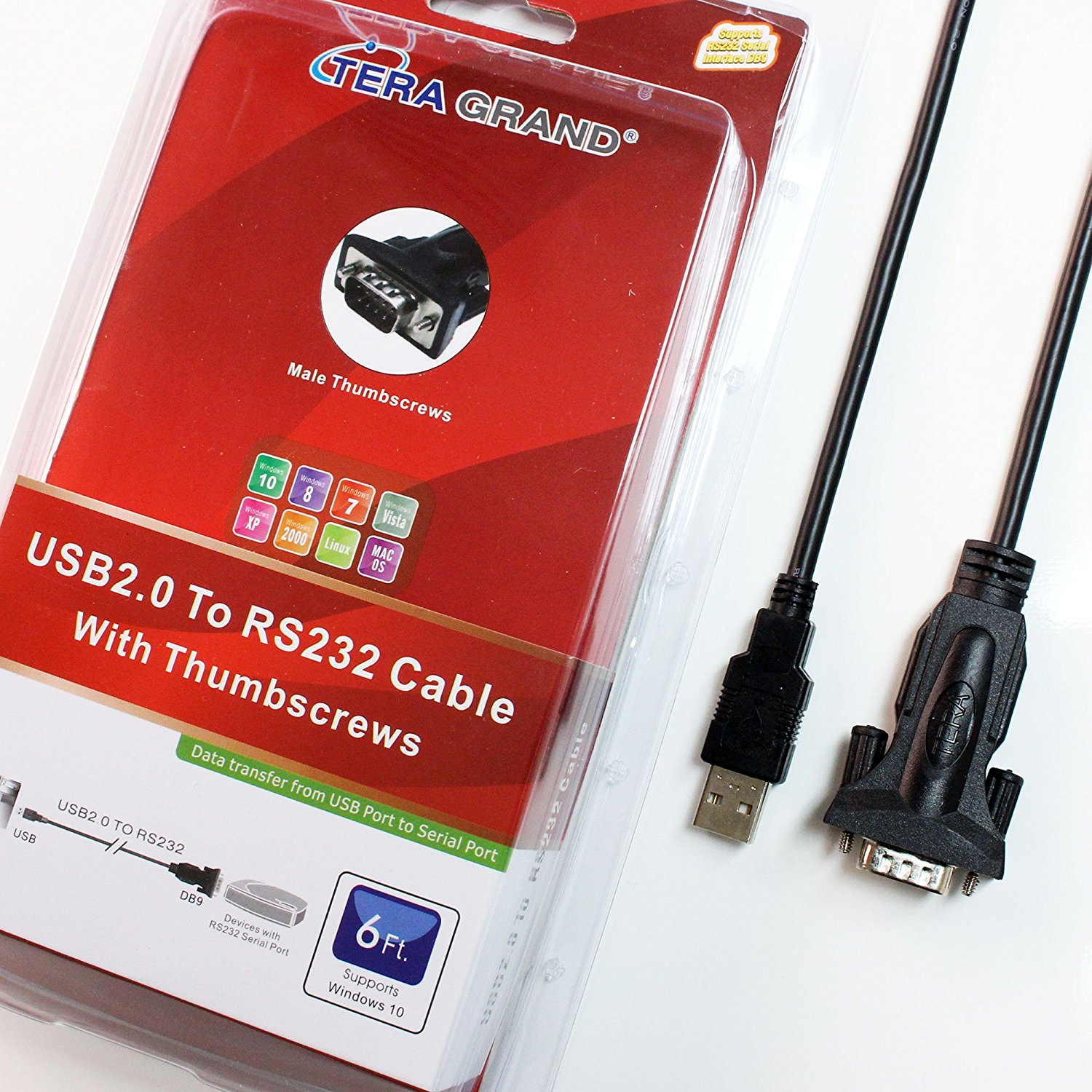 Tera Grand Premium USB 2.0 to RS232 Serial DB9 Adapter - Supports ...