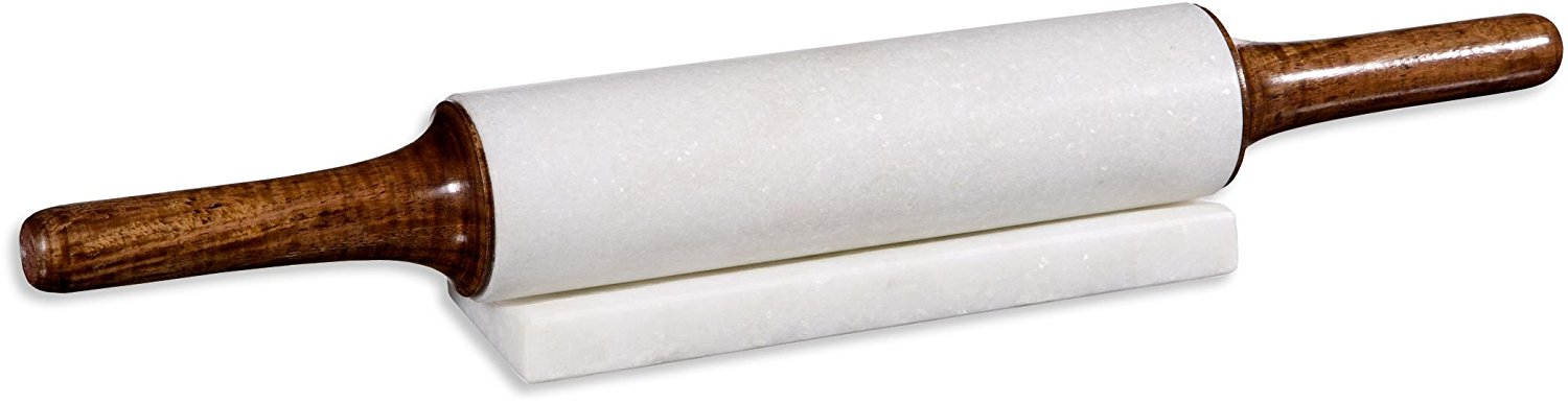 Quality Marble Rolling Pin with Base ~ Wooden Handles ~ Strong Grip ...