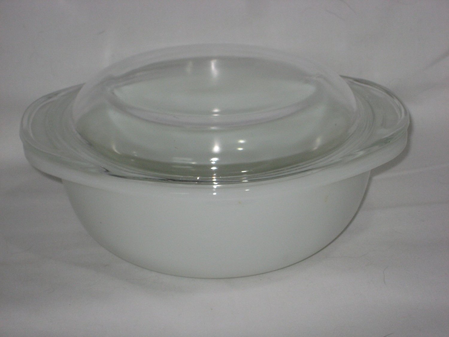 Vintage Pyrex Milk Glass 1 Liter Round Casserole Baking Dish w/ Clear ...